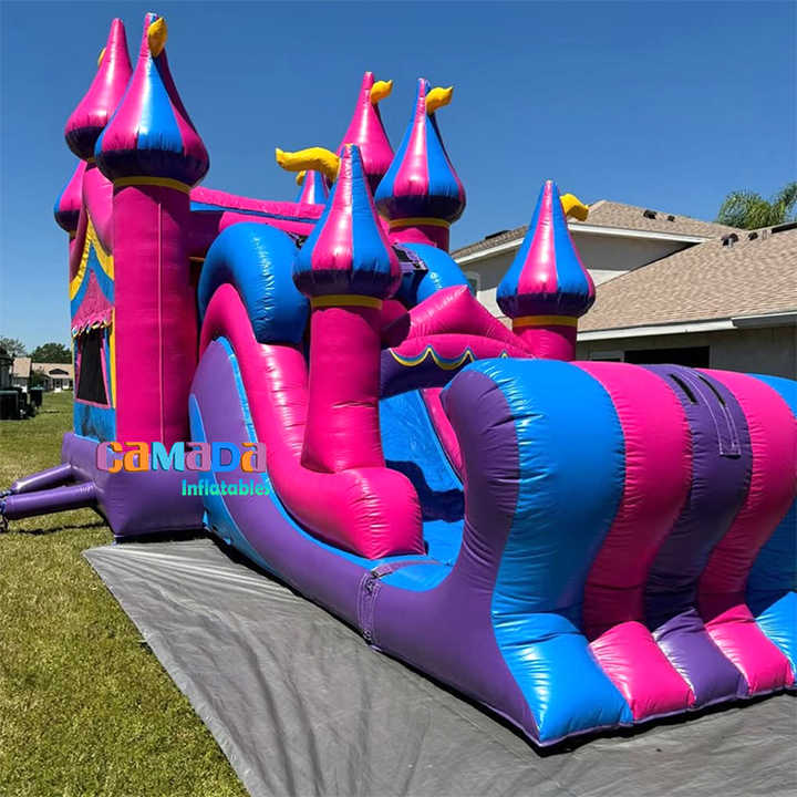 Purple Pink Indoor/Outdoor Kids Inflatable Bouncer Dry/Water Slide ...