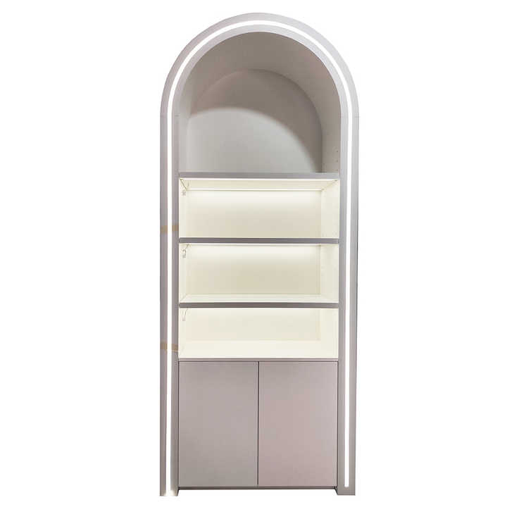 Customized Wooden Gondola Supermarket Shelf with LED Light Single Sided ...