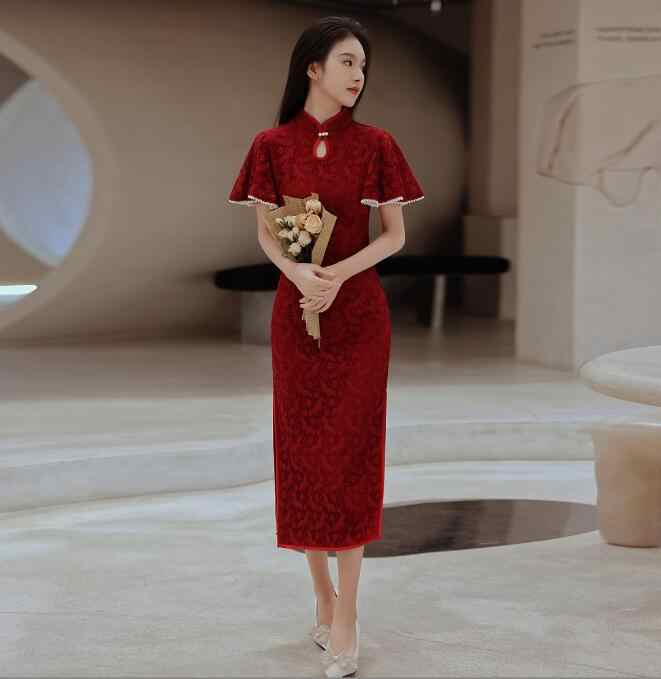 Ecoparty Women's Chinese Cheongsam Lace Qipao Mini Bodycon Dress ...