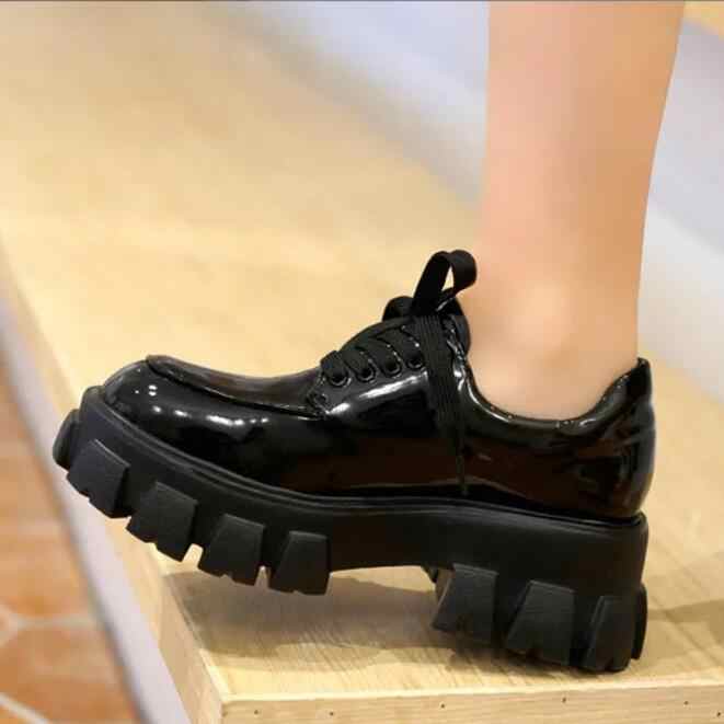 Thick Heeled Patent Leather Fat Platform Leather Shoes Fashion Women ...