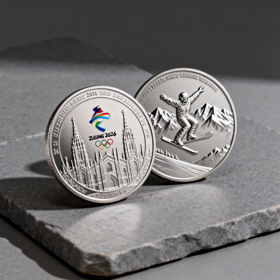 3D Stereoscopic Relief Commemorative Coin of Ski Athletes for Milan ...
