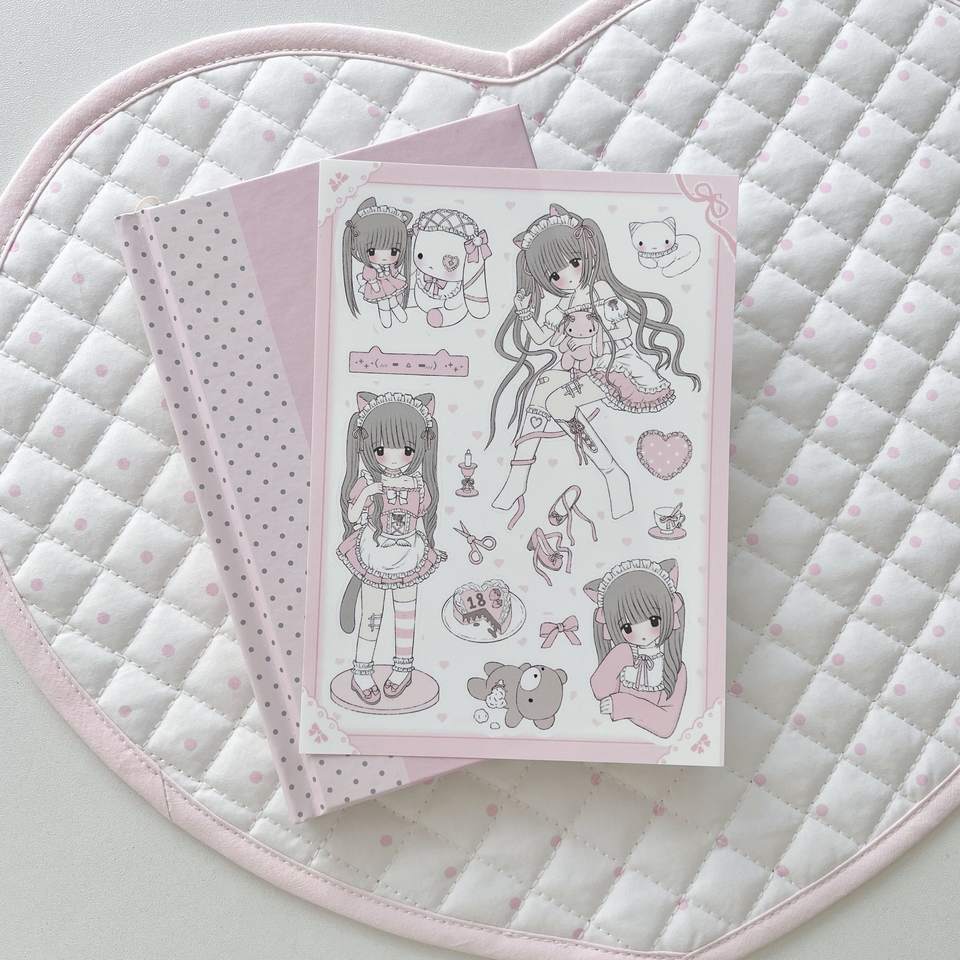 Kawaii Cat Maid Girl Stickers Sweet Cherry Vol.2 A6 Sticker Pack for ...