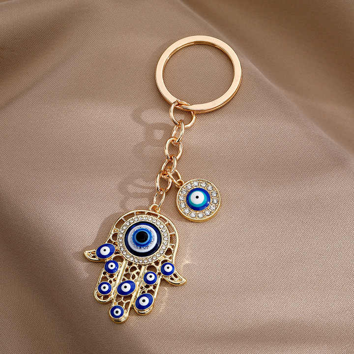 Turkish Blue Eye Demon Retro Keychain Cross-Border Fashion Stainless ...