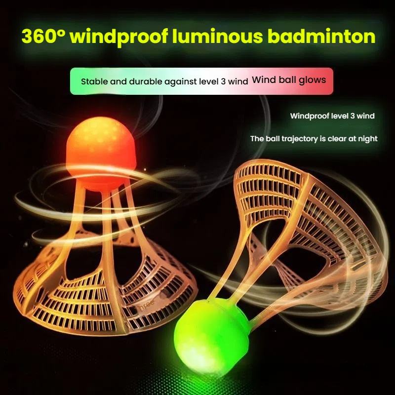Super Resistant Luminous Badminton Ball Windproof Fluorescent Bright ...