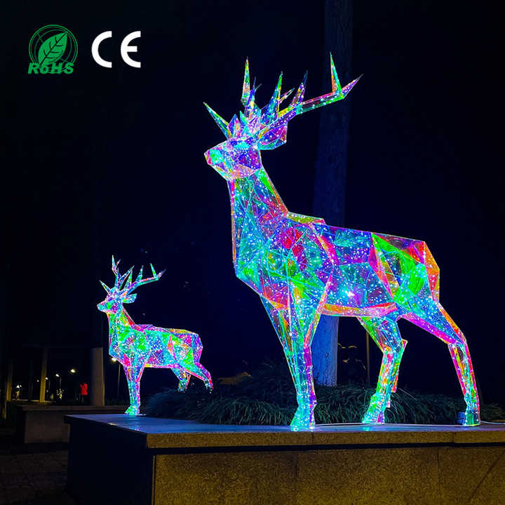 3D Fantasy Color Luminous Reindeer Sculpture for Holidays