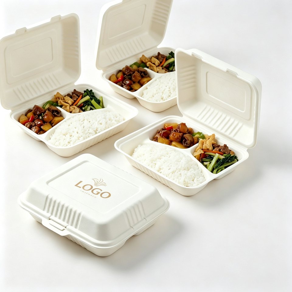 9*6 Inch 30 oz Bagasse Hinged Container Home Use Clamshell Reusable ...