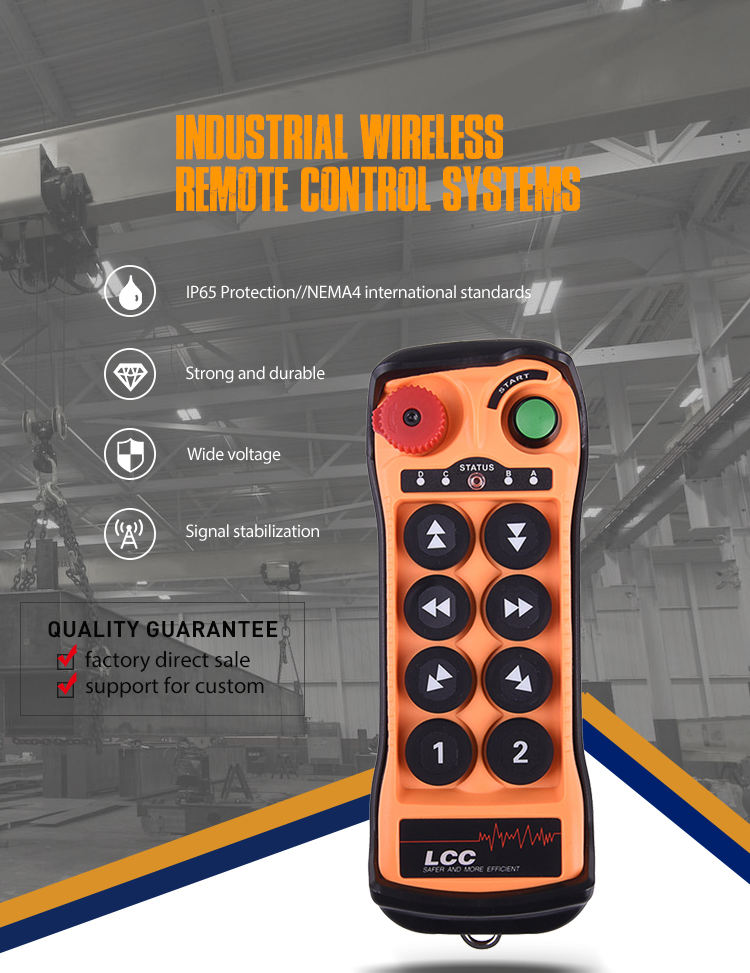 Q808 433Mhz 8 keys double speed industrial crane radio wireless remote ...
