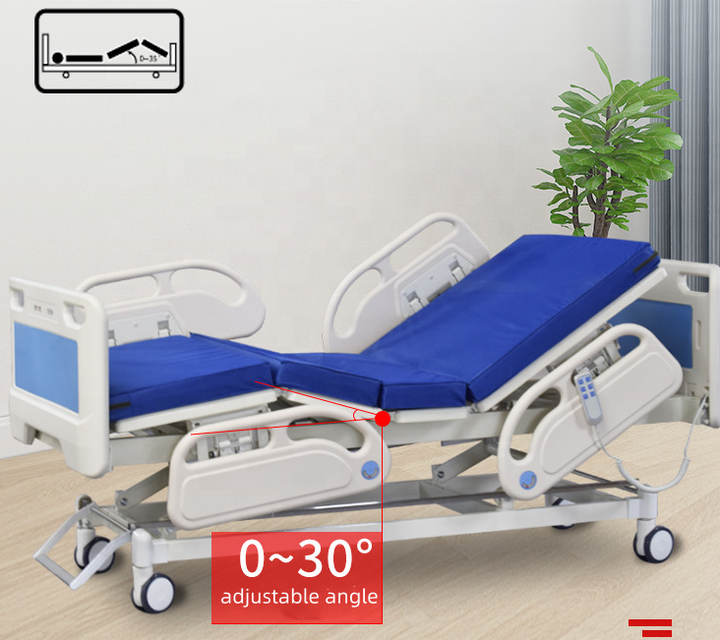 Adjustable ICU Patient Bed with 3 Crank Motorized Function