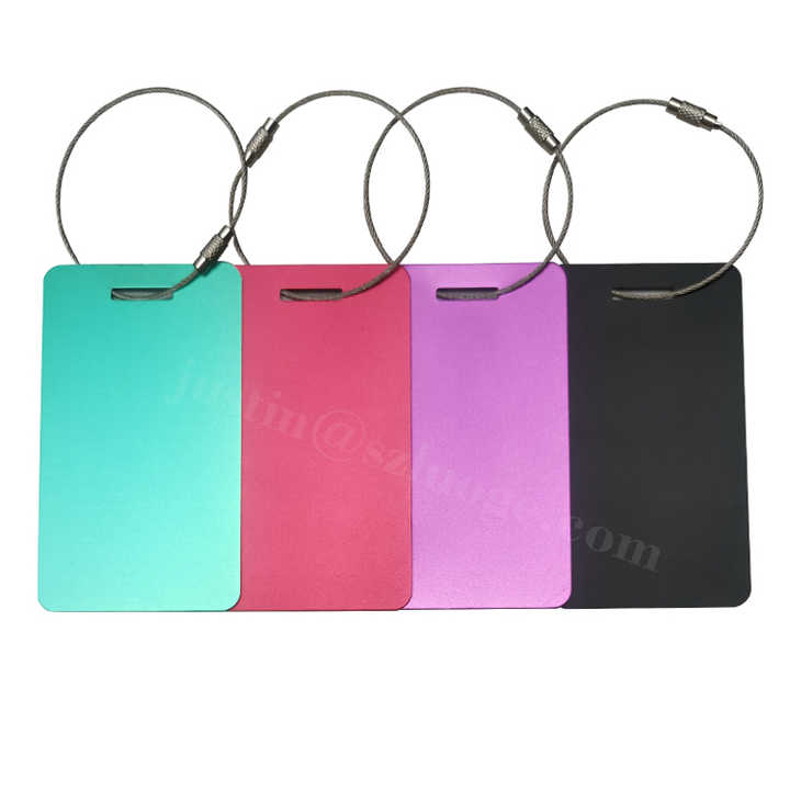 Custom Black Rectangle Aluminium Luggage Tags - Durable & Stylish