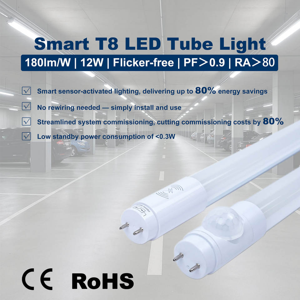 PIR Motion T5 LED Batten 2FT 9W 12W 60cm Smart Energy Saving 6500K Cool ...