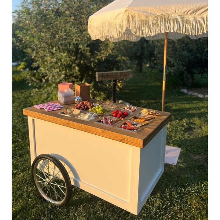 Custom White Foldable Metal Candy Cart Mobile Food Cart with Wheels for ...