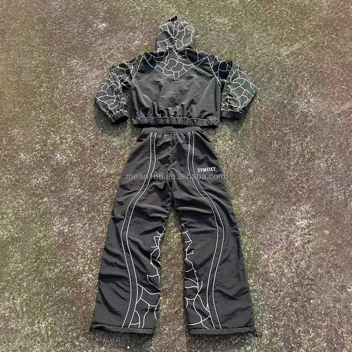 Custom Streetwear 3m Reflective Windbreaker Set Zip up Pullover Jackets ...