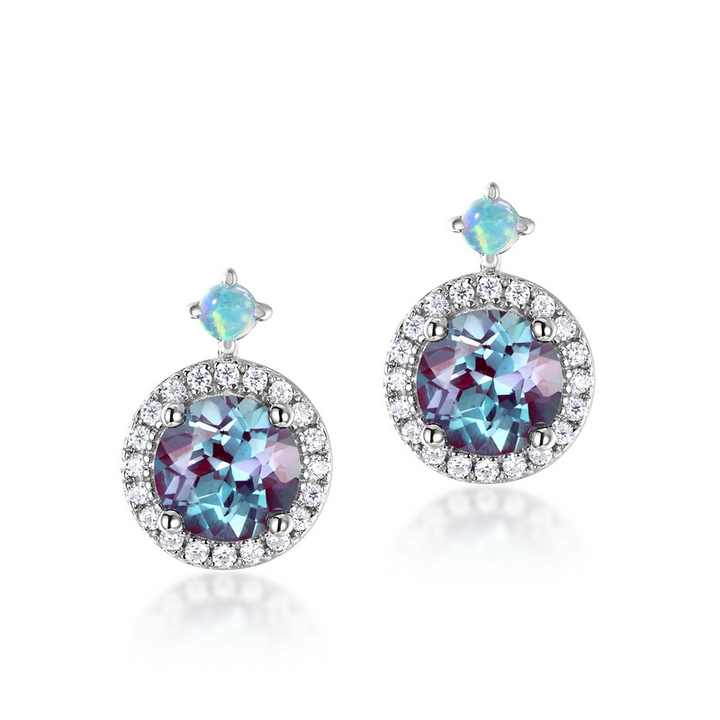 Simple Lab Grown Alexandrite Stone Stud Earring 925 Sterling Silver ...