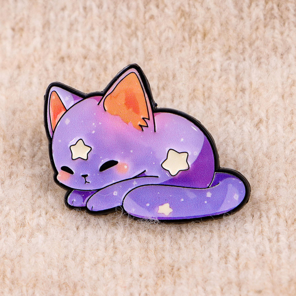 Rainbow Cat Brooch Cartoon Metal Badge Creative Colorful Gradient Color ...