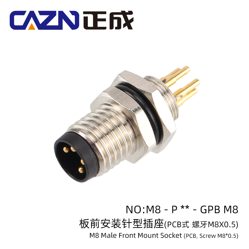 M8 Series Connector Socket Front/Back Mounted Male Female Metal Socket ...