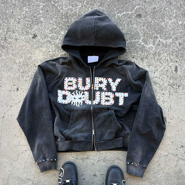 Custom Hoodie Manufacturers Vintage Acid Wash Sun Faded Heavyweight 400gsm Boxy Cropped ...