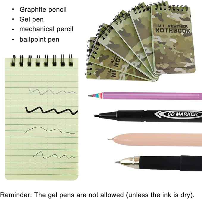 Camouflage Waterproof Notebook Notepad Pocket Tactical Notebook in Rain ...