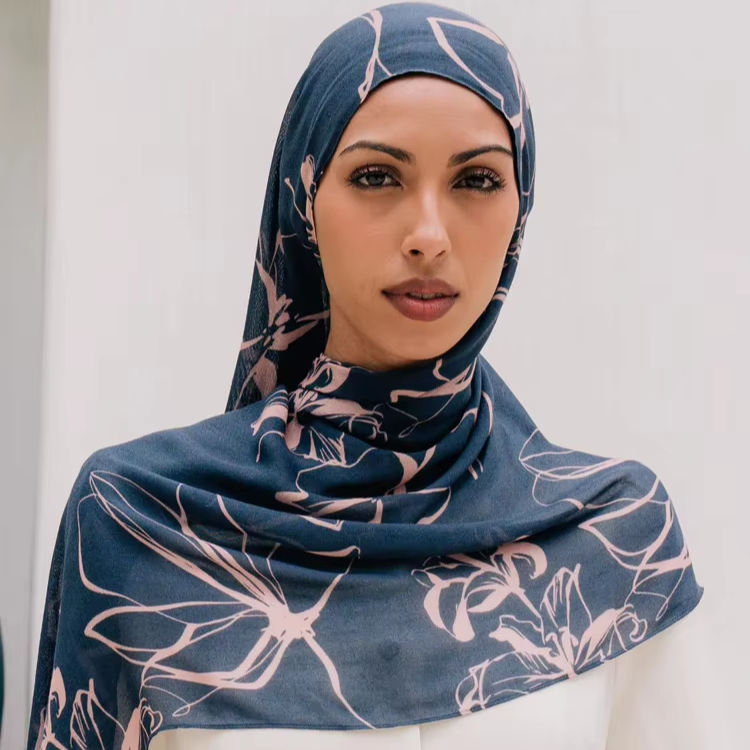 Custom Printed Crinkled Satin Polyester Muslim Hijab Scarves ...