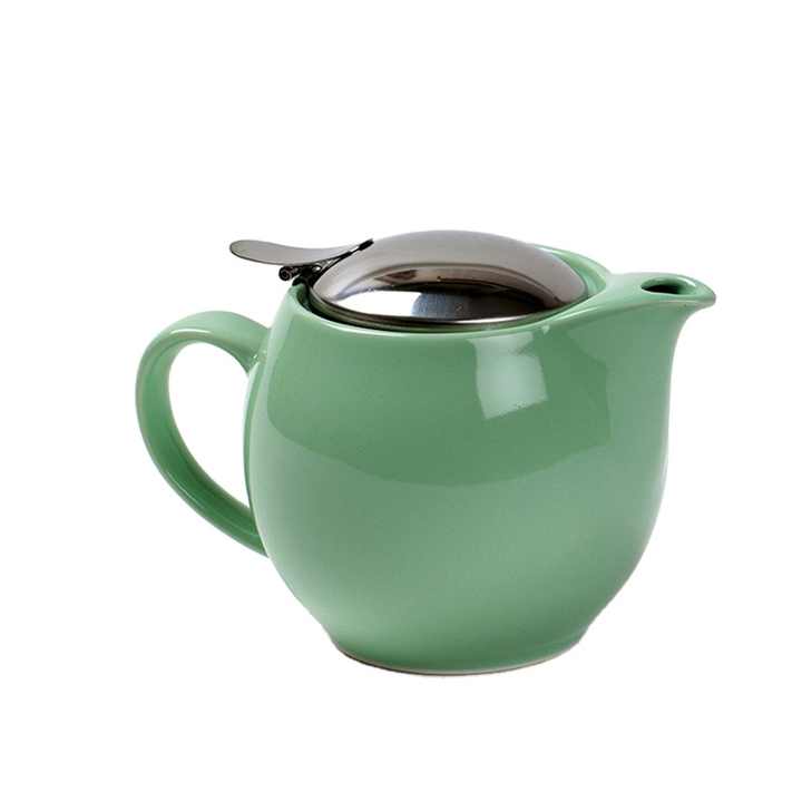 Green Color Glazed Custom Ceramic Teapot with Infuser