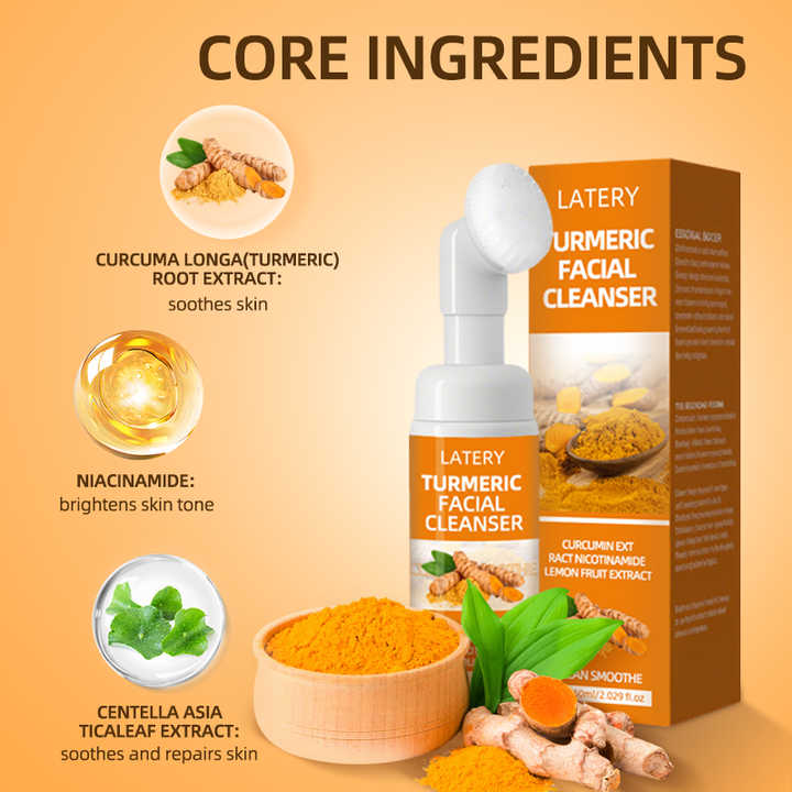 LATERY Organic Turmeric Foaming Face Wash Deep Cleaning Facial Cleanser ...