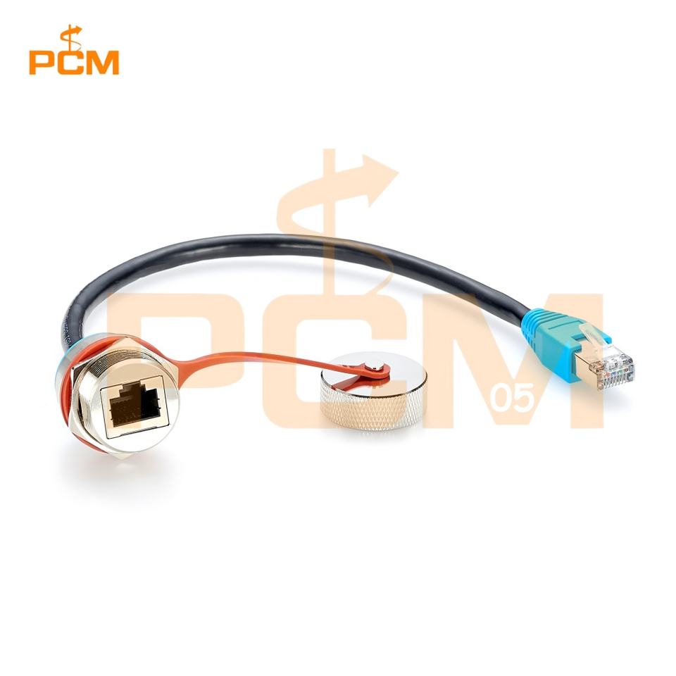 IP67 Ruggized RJ45 Panel Mount Extension Cable Waterproof Outdoor RJ45 ...