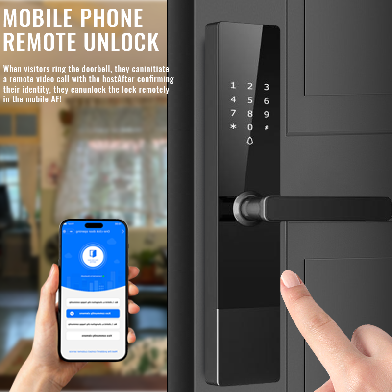TTlock App-enabled Aluminum Smart Lock with Card Key Glass Door ...