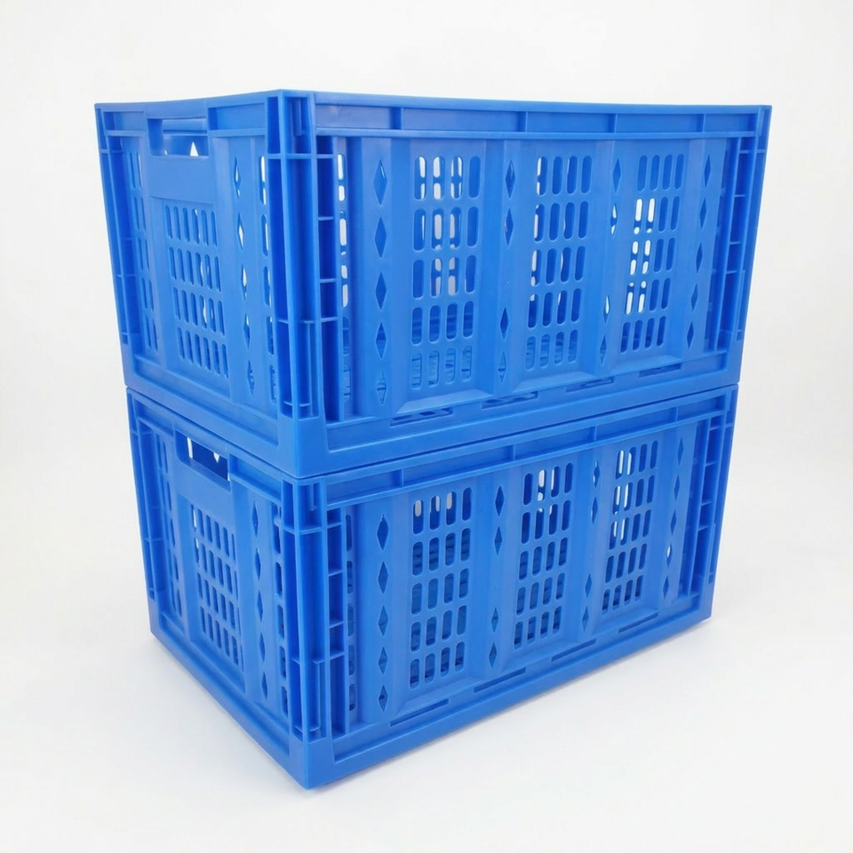Plastic Vegetable Harvest Crates Nesting Container Foldable HDPE ...