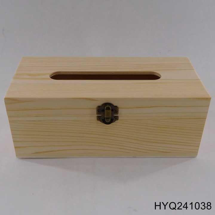 Pine Wood Rectangular Tissue Box Wood Facial Tissue Holder with Hinged ...