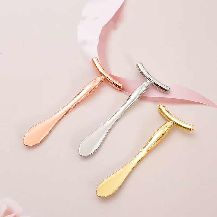 Luxury Silver Gold Metal Cosmetic Spoon Small Face Cream Mixing Spatula ...