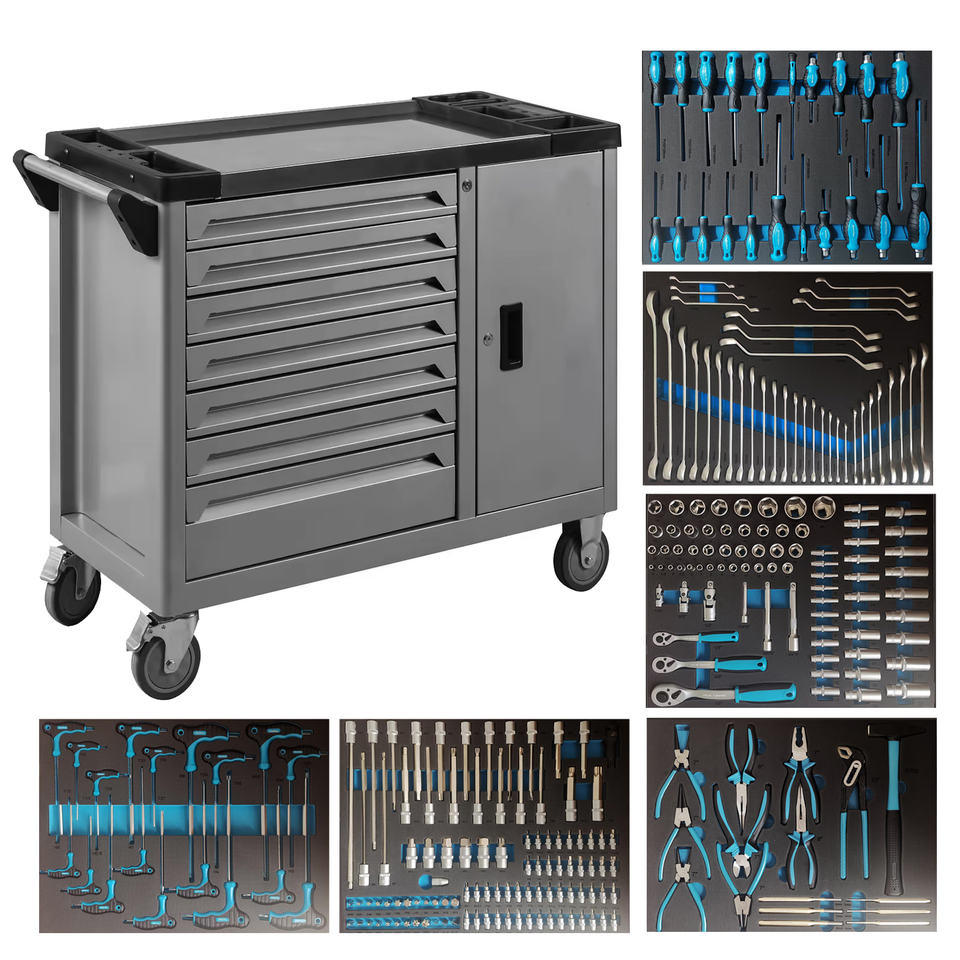 Metal Auto Repair Tool Trolley - 7 Drawers & Rolling Cabinet