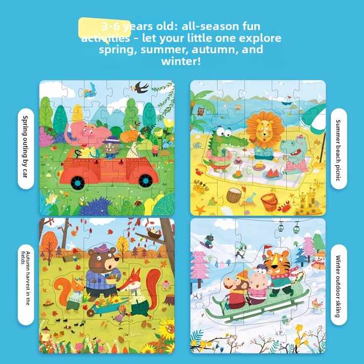 Preschool Block Advanced Four Seasons Paper DIY Toy Jigsaw Puzzle for 2 ...