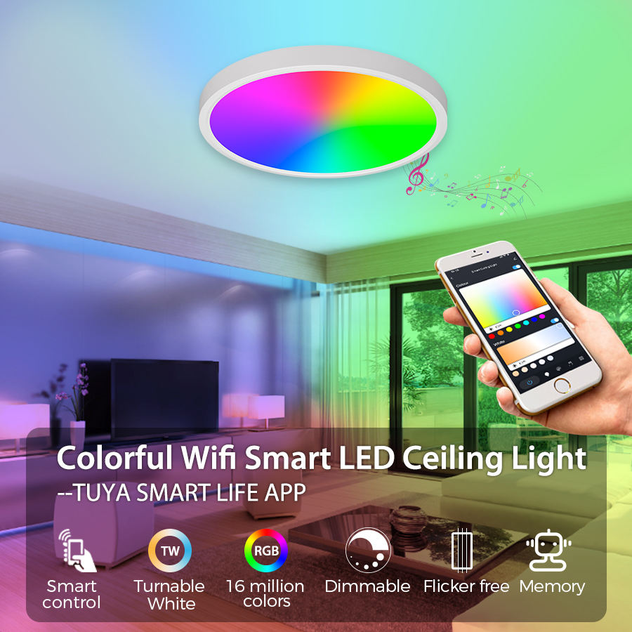 Slim Plastic Ceiling Light - RGB Night Light Party Atmosphere