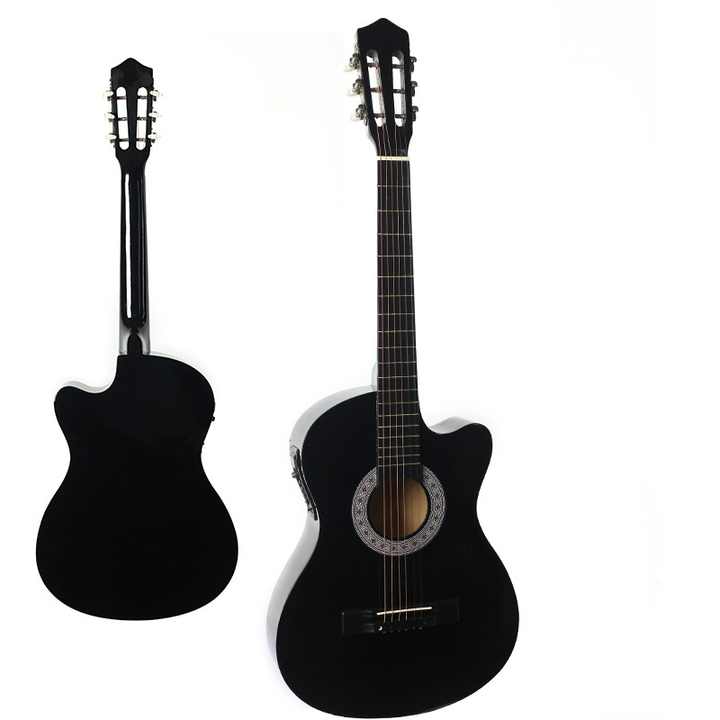 38 Inch Black acoustic Missing Angle Steel String Guitar Beginners ...