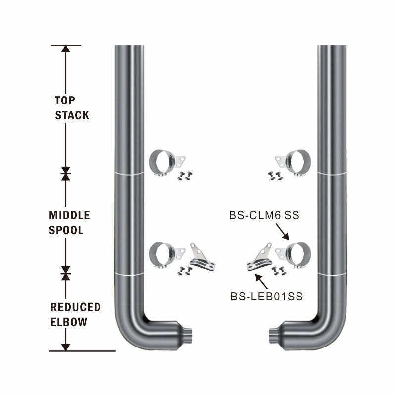 BS-EK65455STCH 6" Universal Chrome Straight Flat Top Exhaust Stack Pipe ...