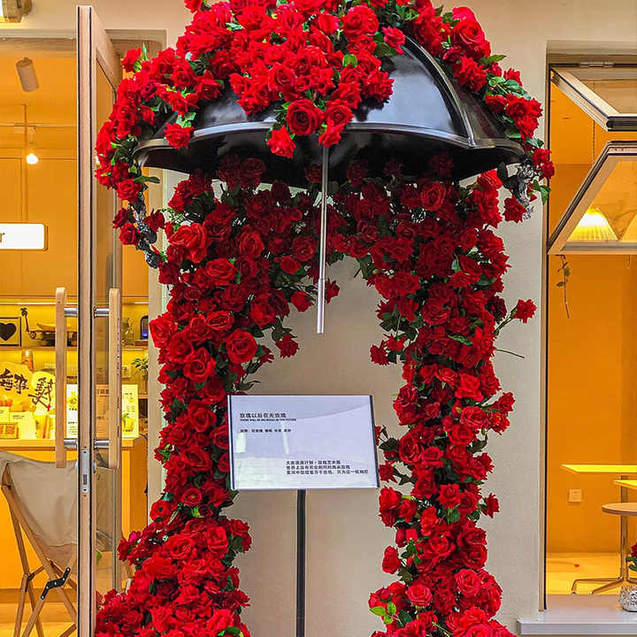 Wholesale Artificial Red Lotus Rose Flower Wall Prop Waterfall Net ...