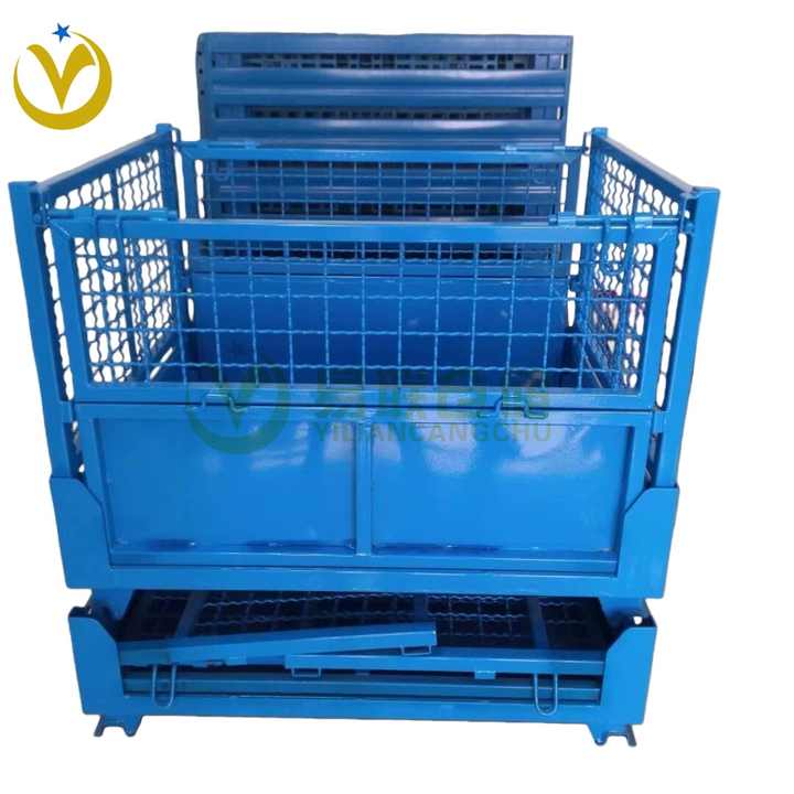 Collapsible Wire Mesh Cage Container Interlocking Metal with Powder ...