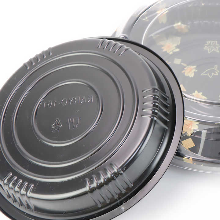 Black Box Sushi Takeout Verpackung Round Platter Box Takeaway Plastic ...