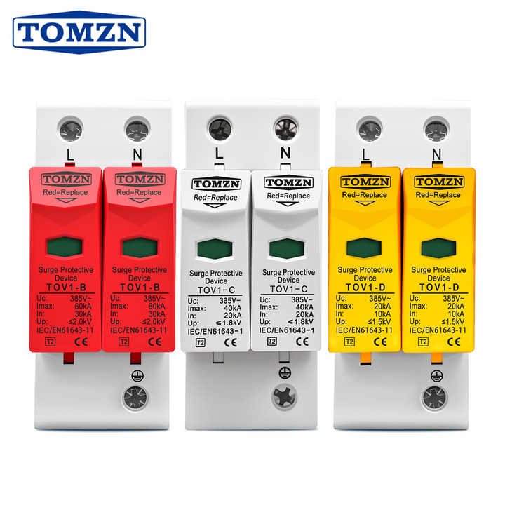 AC SPD 1P+N 20KA 40KA 60KA 275V 385V House Surge Protector protection Protective Low-voltage ...