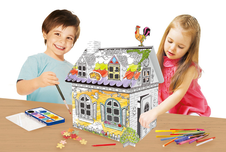 Puzzle 3D cu hartie de colorat, 20piese, Casuta cu tema oceanului ...