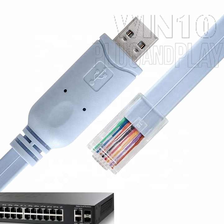CH340 Rollover USB Console Cable for Cisco Router - 6ft