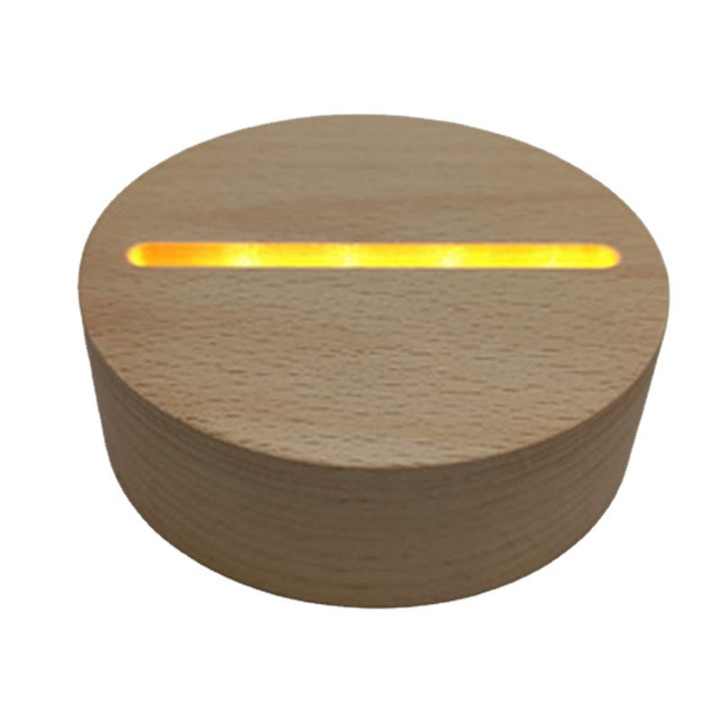 Solid Wood LED Night Light Base with USB Table Lamp Crystal DIY round ...
