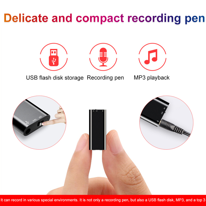 8-32GB Ultra-Thin Mini Voice Recorder - 15 Hours Recording