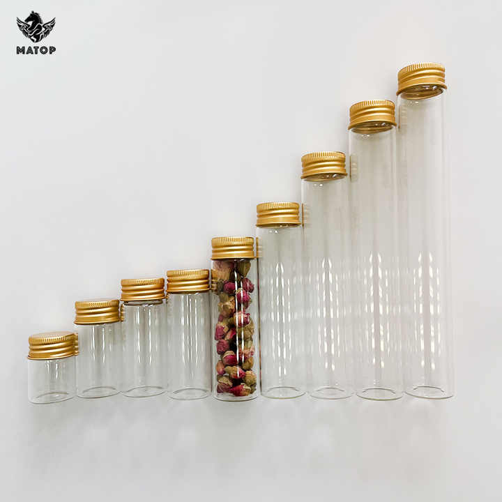 Customizable Food Grade Glass Test Tube Bottles with Gold/Silver Cap