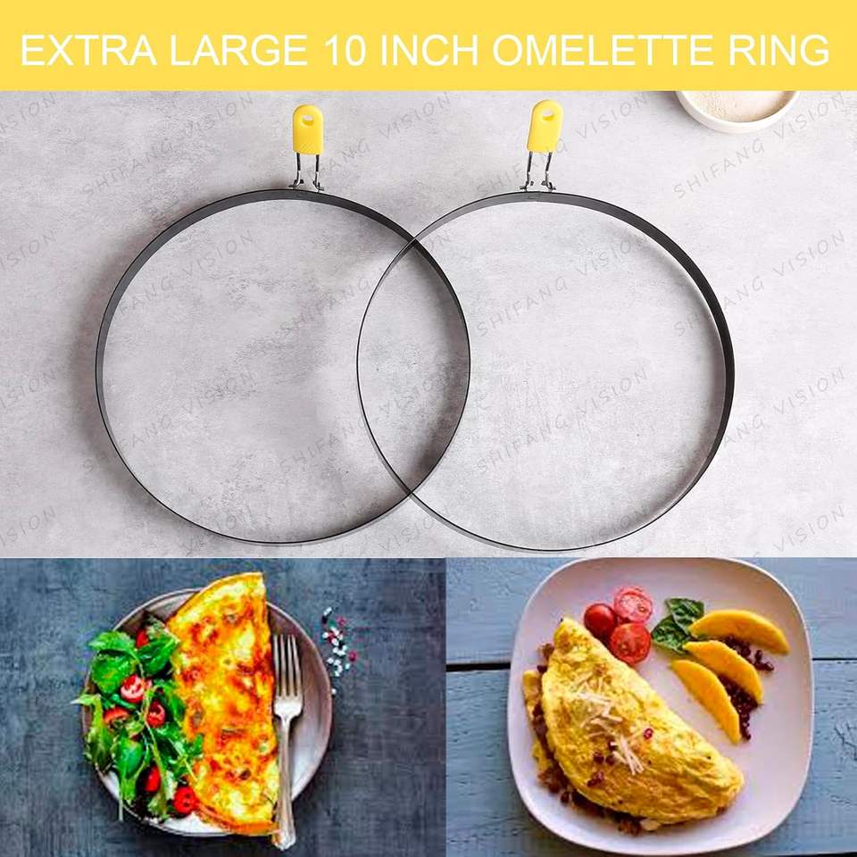 Extra Large 10-Inch Stainless Steel Omelette Ring Griddle Silicone ...