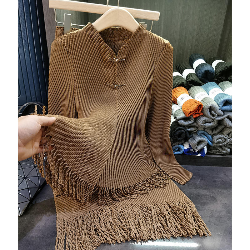 High-End Dragon Scale Pleated Solid Color Flowy Loose Plus Size ...