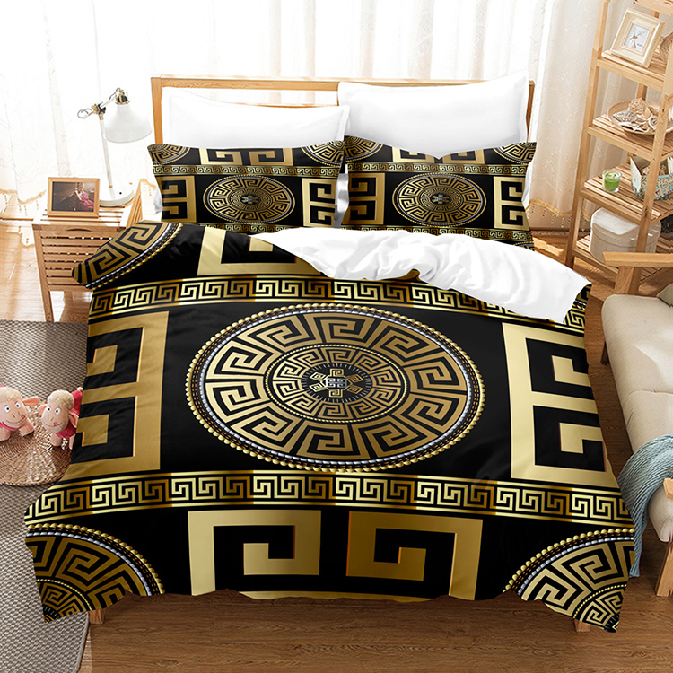 Greek Key Geometric King Size Luxury 3-Piece Bedding Comforter Set ...