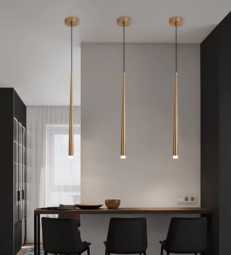 Minimalist Single Head Cone Pendant Light LED Aluminum Tube Hanging ...