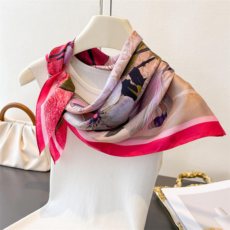 High-quality Elegant Geometric Color Blocking Printed Silk Lightweight ...