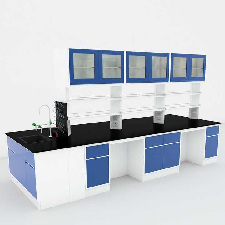 Medical chemical island lab bench with storage cabinet laboratory ...