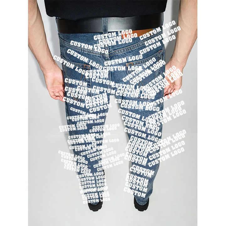 Shop Our Custom Men's Jeans with Stamped Logo All Over